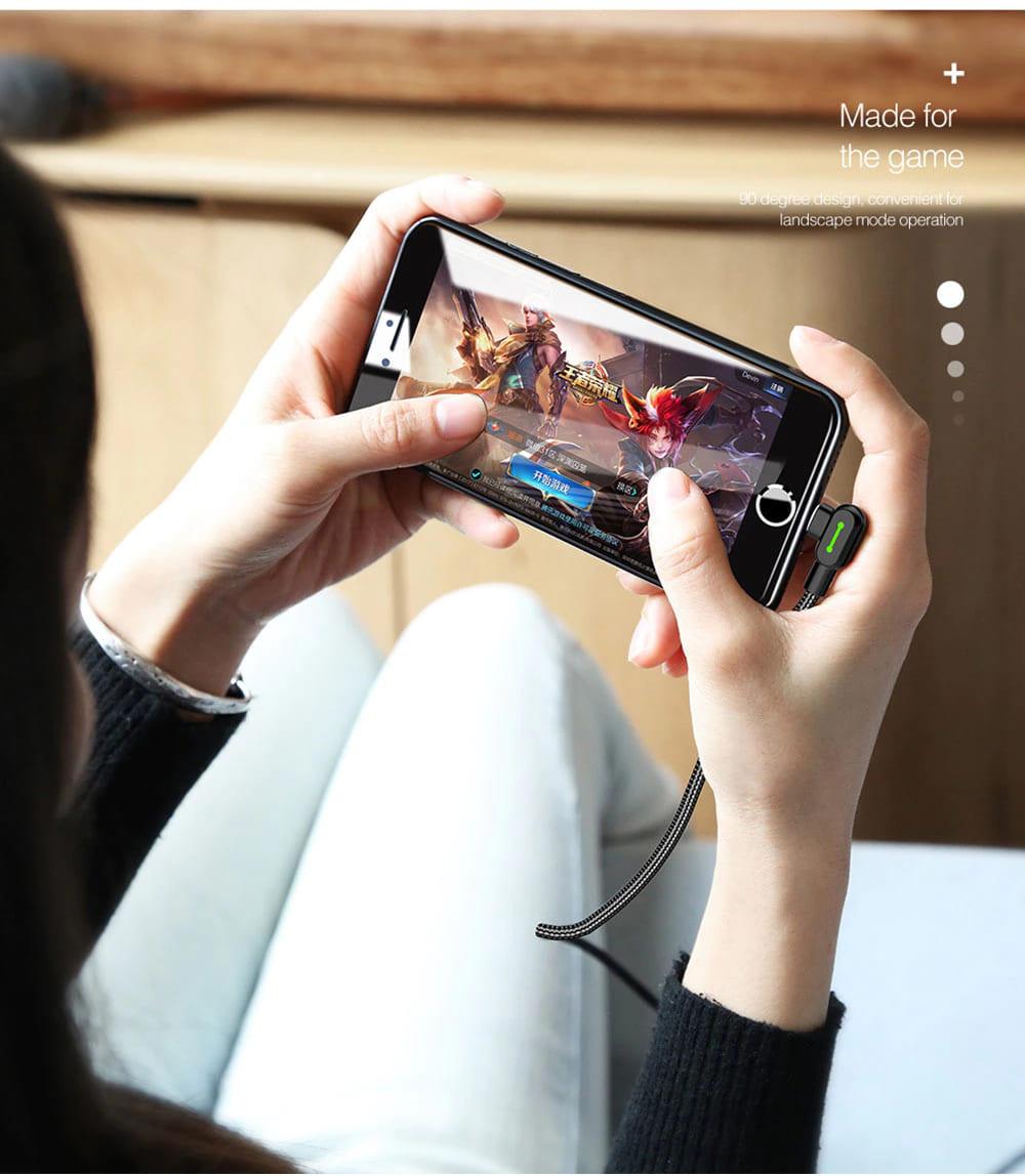 Dual 90 Degree Angled Lightning Fast Charging Data Gaming Cable ...